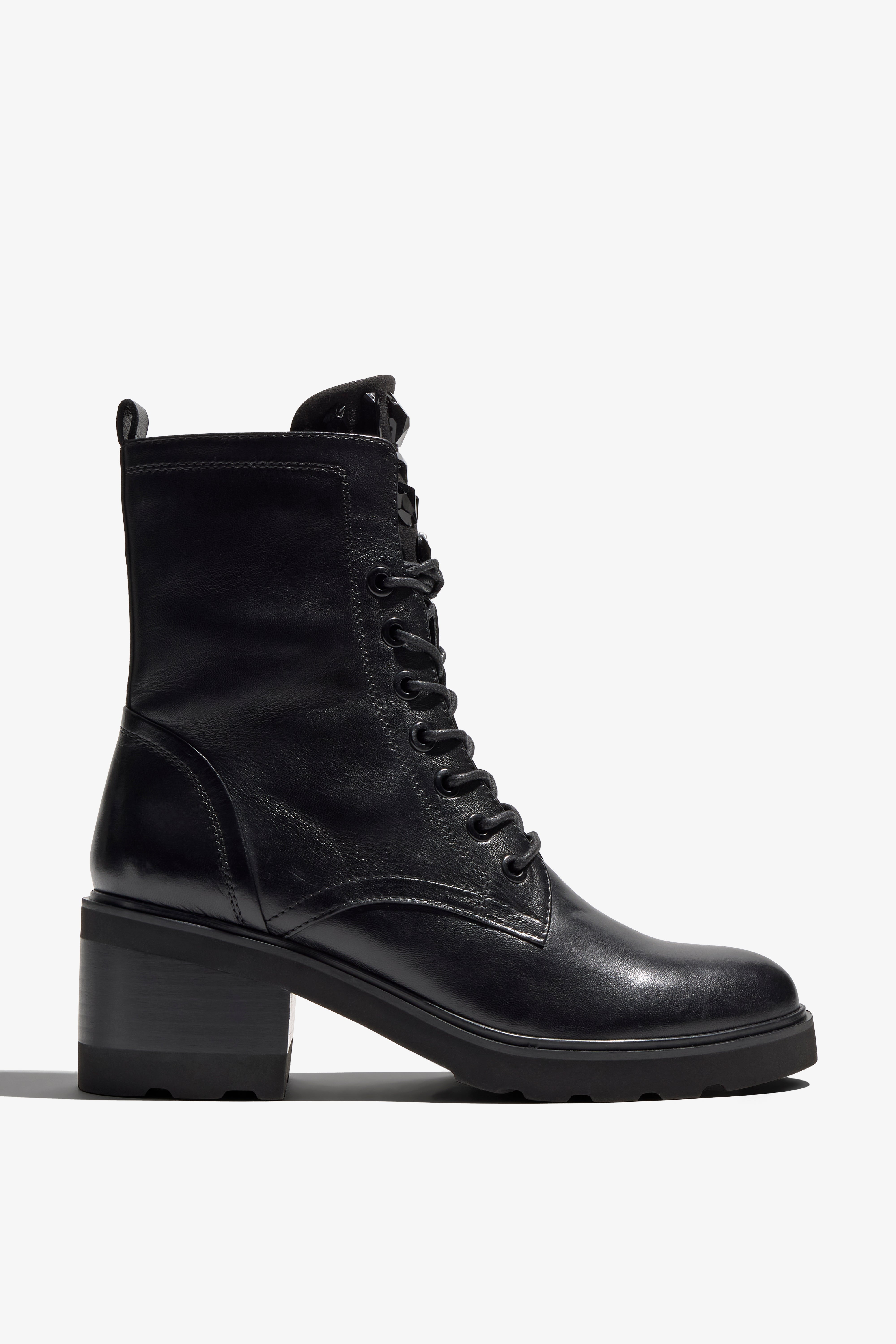 Marcy-01 Black Leather Biker Boot | Regarde Le Ciel – Regarde le Ciel